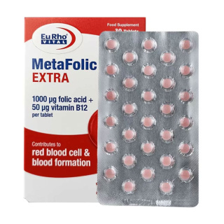 قرص متافولیک و ب12 اکسترا یوروویتال بسته 30 عددی