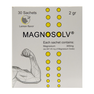 ساشه Magnosolv ایران دارو با طعم لیمو بسته 30 عددی