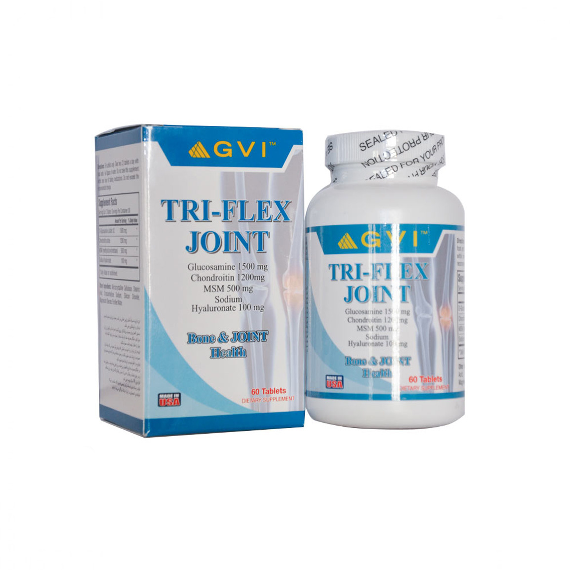 قرص غضروف ساز جی وی آی مدل Tri Flex Joint بسته 60 عددی