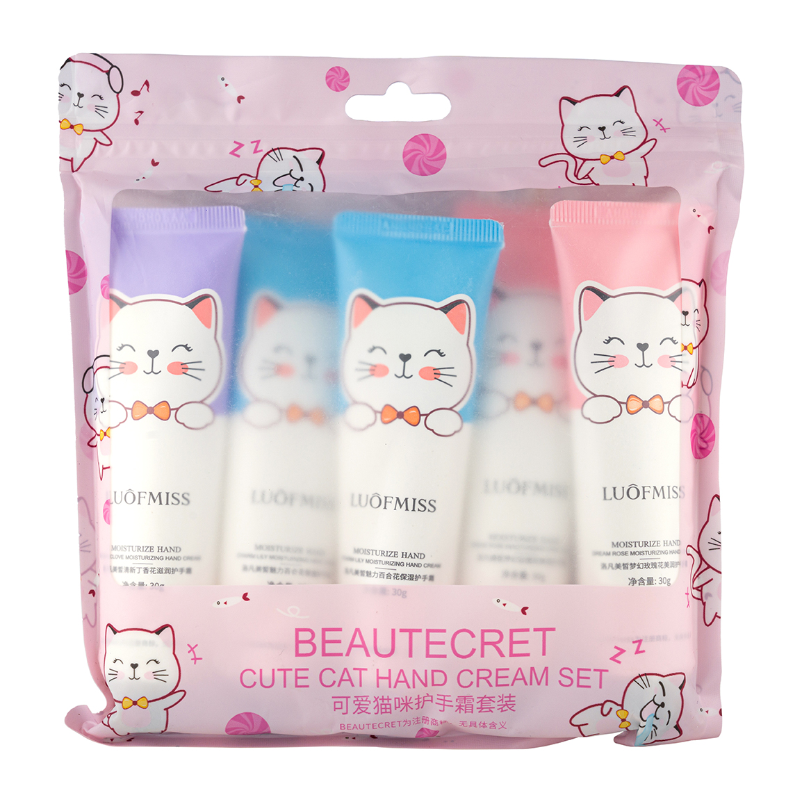 کرم مرطوب کننده دست مدل Cute Cat حجم 30 میلی لیتر مجموعه 5 عددی
