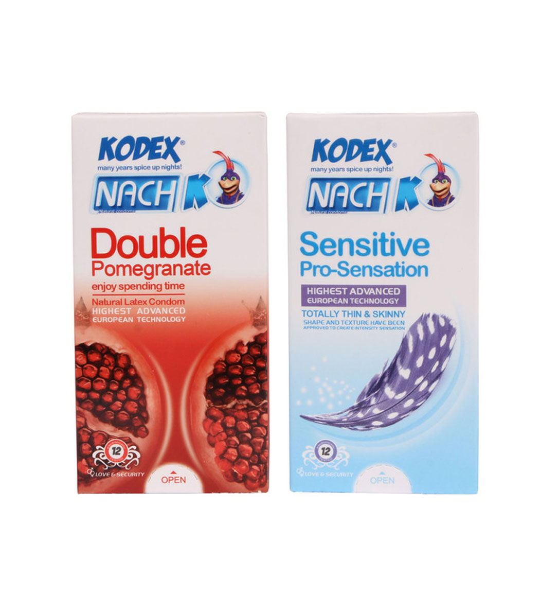 کاندوم مدل Double Pomegranate به همراه کاندوم مدل Sensitive Pro بسته 12 عددی ناچ کدکس