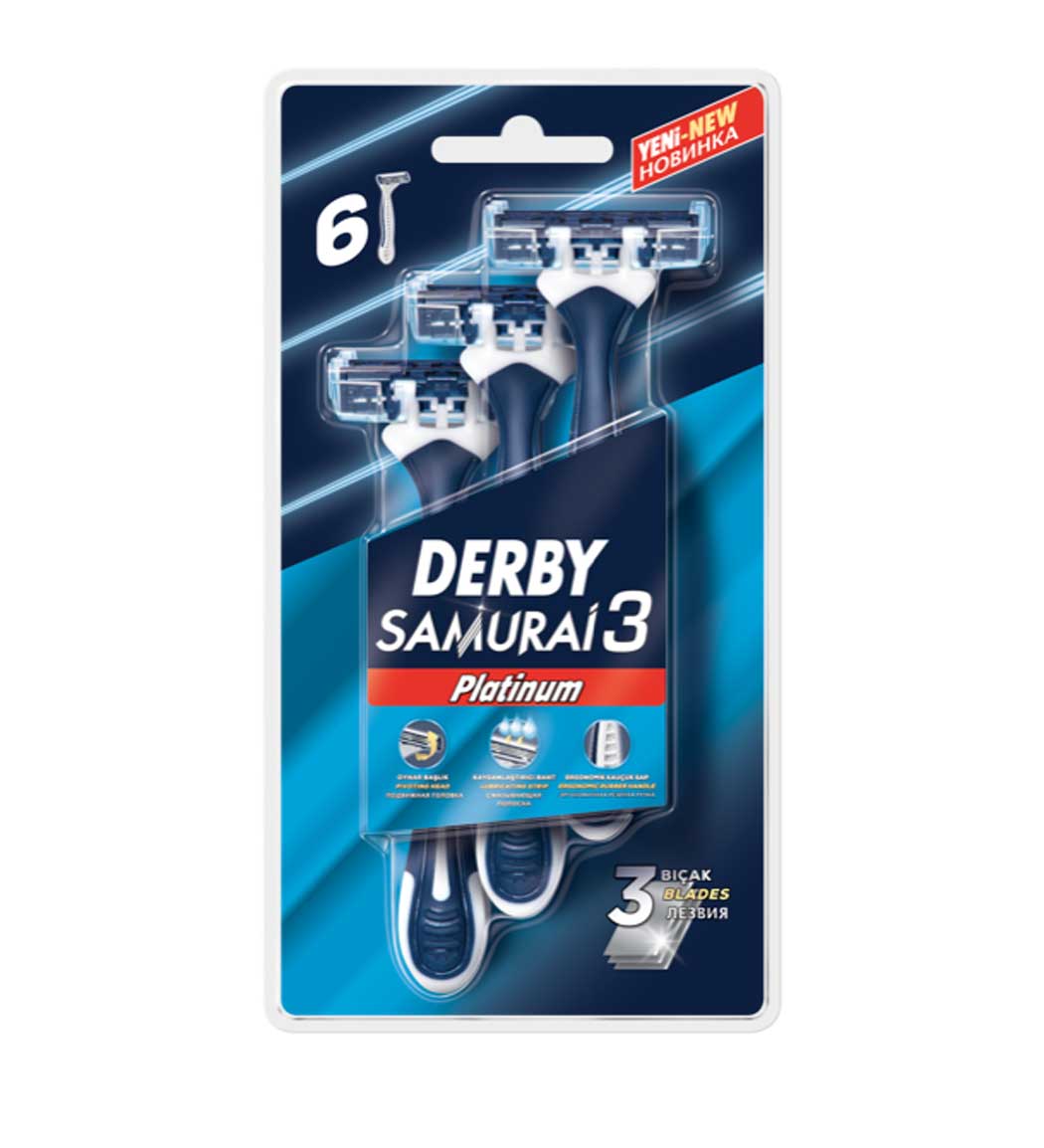 خود تراش دربی مدل Samurai 3 بسته 6 عددی