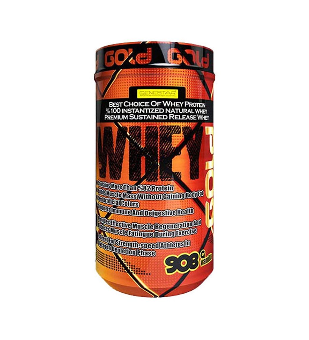 پروتئین ژن استار مدل وی گلد طعم وانیل وزن 908 گرم